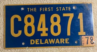 Delaware License Plate C84871 1977 1978 Vintage The First State | eBay