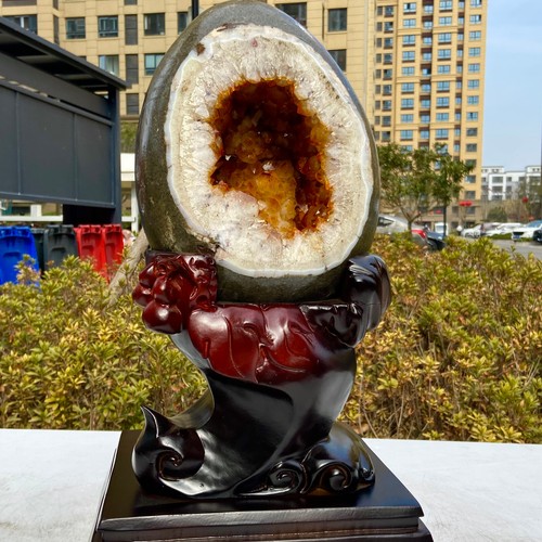 35.03LB Natural citrine geode quartz cluster crystal Dinosaur egg ...