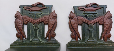 Antique Owl Judd Mfg Co Bookend Decorative Art Statue Cast Iron Green ...