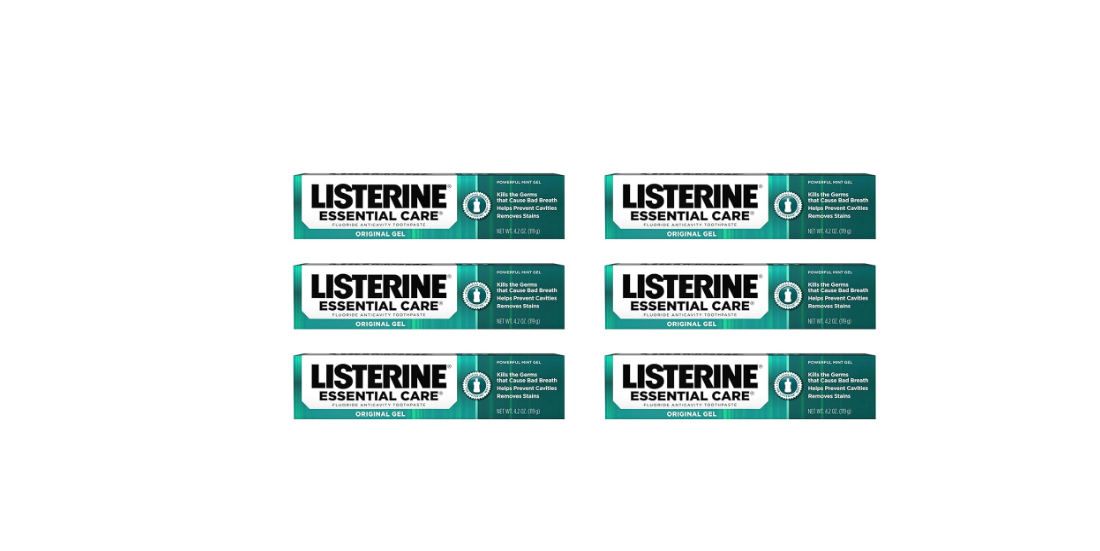 Listerine Essential Care Toothpaste, Bad Breath Treatment, 6 pack 1 day ...