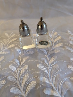 Vintage Salt & Pepper Shakers Crystal Sterling Silver Tops Salt ...