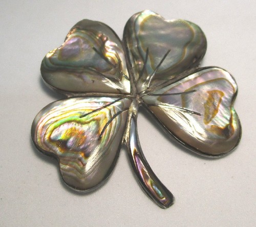 AM 925 Mexican Sterling Silver / Shell Shamrock Pin / Old Eagle Mark 13 ...