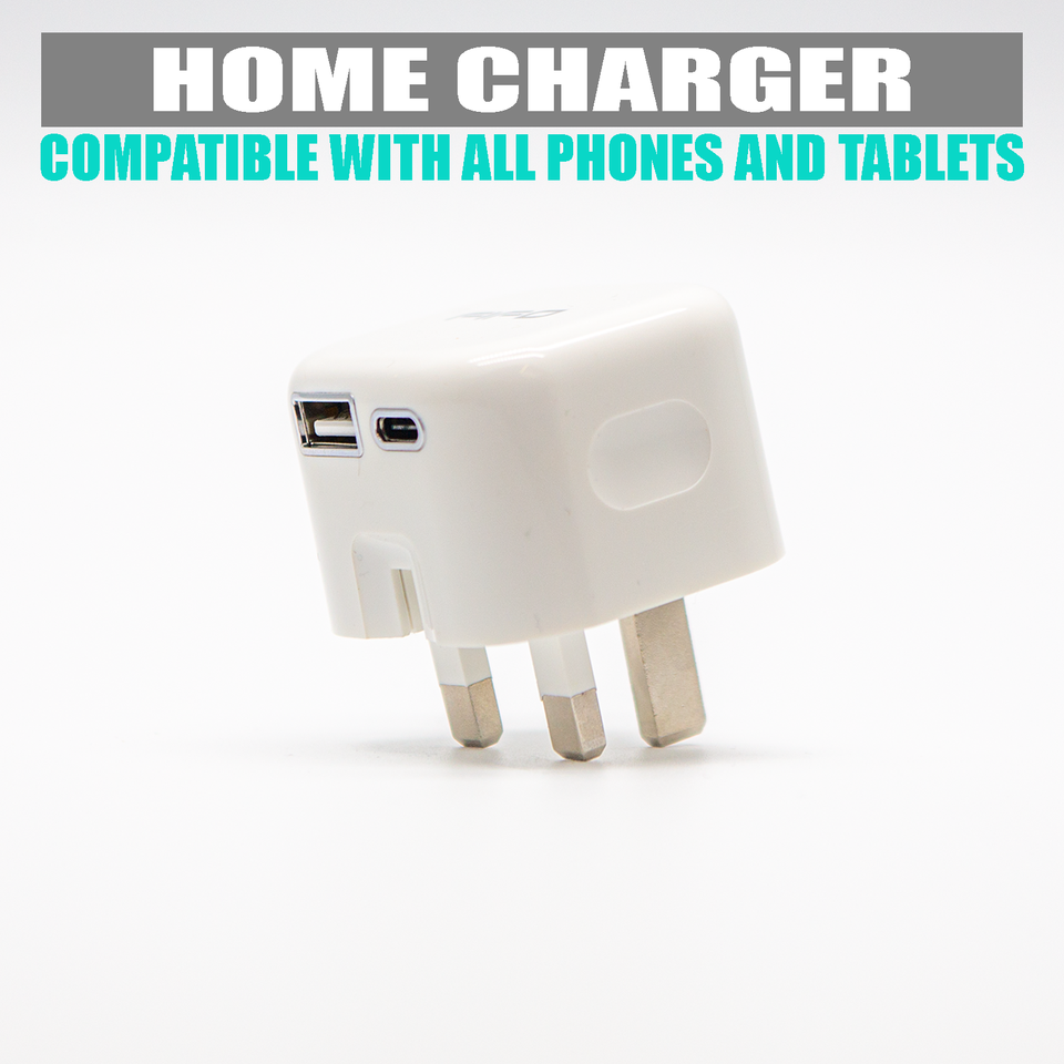Home Charger Mains USB 3 Pin UK Wall Plug Adapter Charging for Phones ...