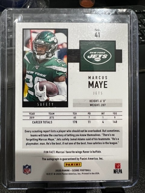2020 Score - Marcus Maye #41 Signatures (AU) for sale online | eBay