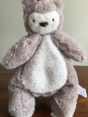 Elegant Baby Olivia Snuggler Owl Plush Flat Stuffed Animal Bird Grey White Lovey | eBay