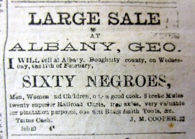 Rare 1864 Augusta GEORGIA Confederate Civil War newspaper 6 SLAVE ADS ...