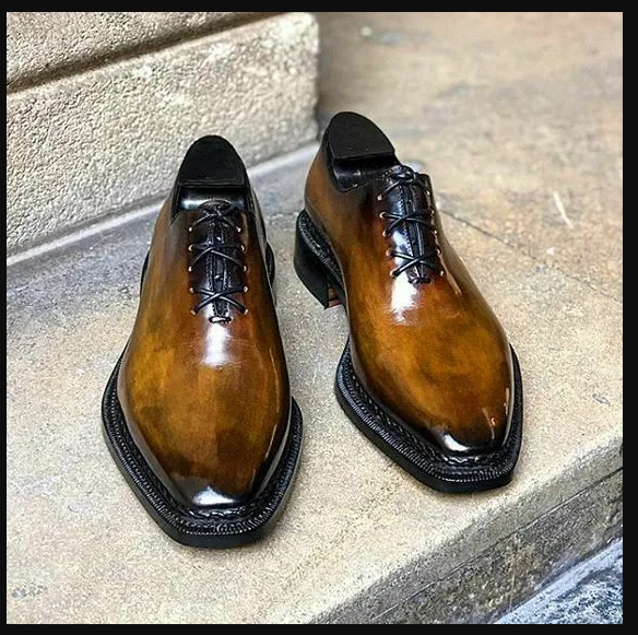 Bespoke Tan Pure Calf Leather Wholecut Oxford Lace-Up Formal Handmade ...
