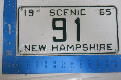 1965 65 NEW HAMPSHIRE NH LICENSE PLATE #91 LOW NUMBER TWO 2 DIGIT TAG ...