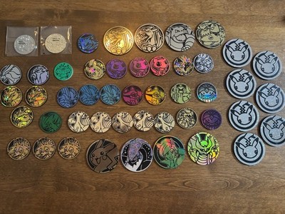 Lot Of 48 Pokemon Coins In A Poke Ball Tin Big/ Small/ Metal | eBay