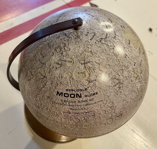 VTG Replogle 6" Metal Lunar Moon Globe Landing Sites Apollo 11 Ranger 4 ...