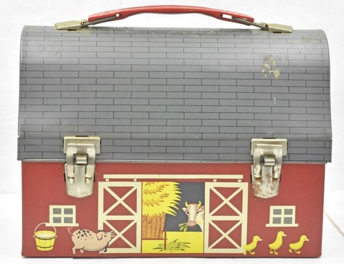 Vintage 1962 Red barn open Door Lunch Box excellent condition no ...