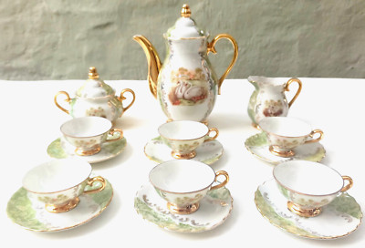 Bavaria German Coffee Set – 12-Piece Gold Trim – Swan Motifs – 1950s | eBay