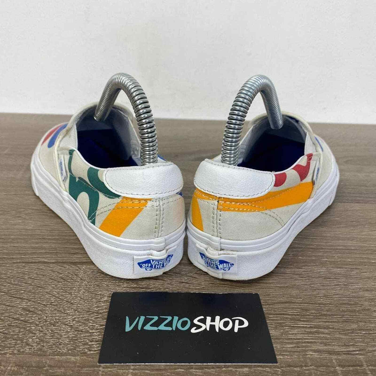 Vans Slip-On Numbers White Blue Red Sneakers Women's … - Gem