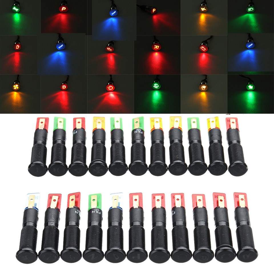 Universal Warning Indicator Light 8mm Symbol LED Dash Panel Pilots Lamp ...