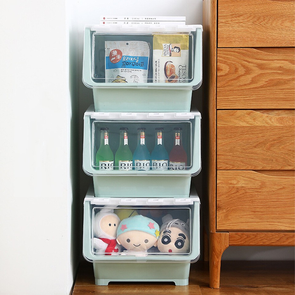 Large Storage Box Side Flip Opening Plastic Clothes Sundries Snack Toy ...