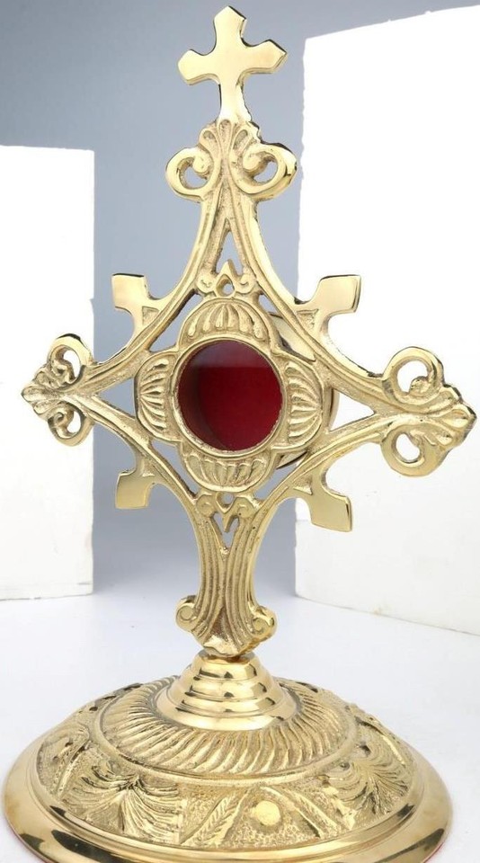 Lot of 3 Ornate Solid Brass Reliquaries for Relic Display in Churches ...