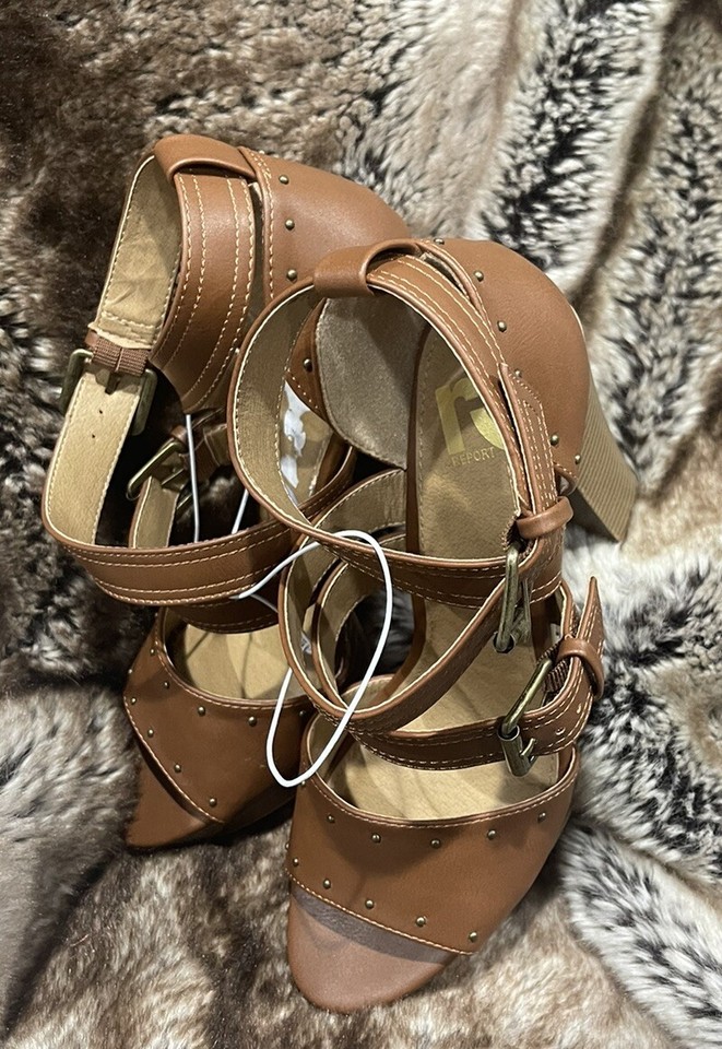 Women’s Report Scrappy Brown Heels With Studs - Size 8.5 - NWT | eBay