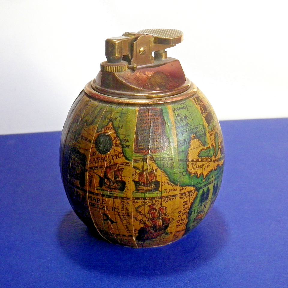 VINTAGE TABLE LIGHTER with OLD WORLD MAP DESIGN Made in Japan | eBay UK