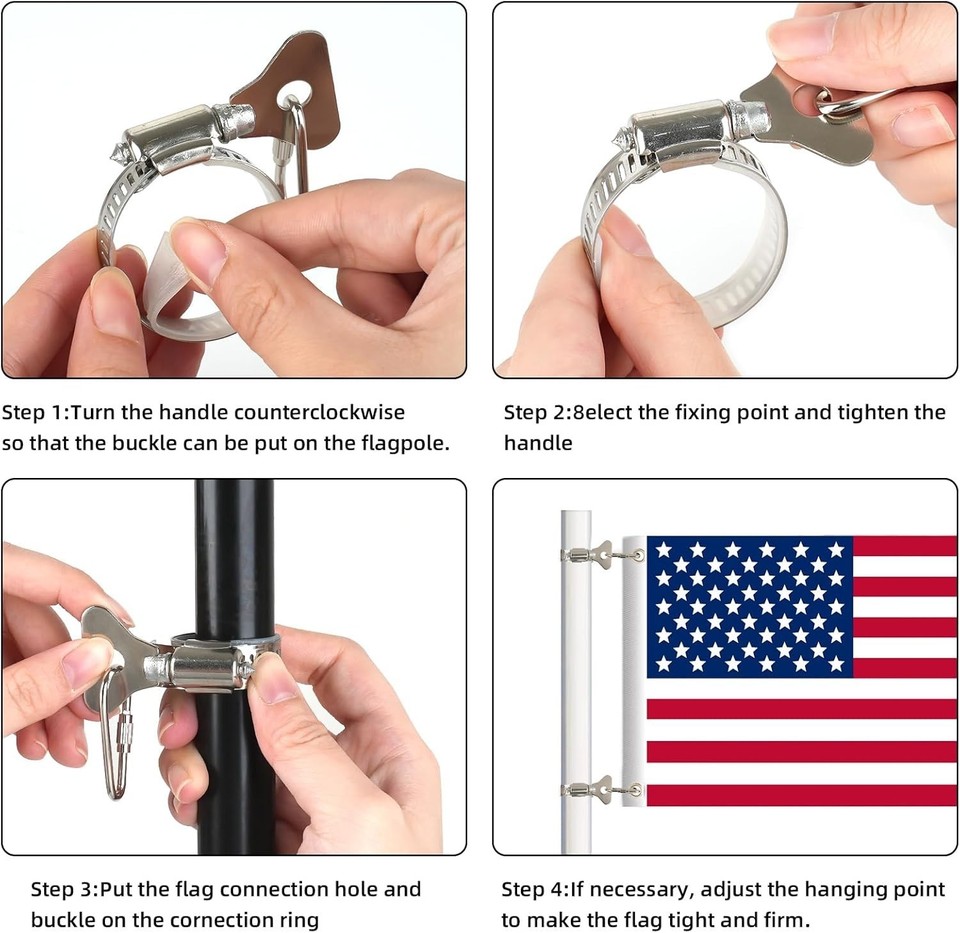 Flag Clips for Flagpole, Stainless Steel Flagpole Clips for All Boat ...