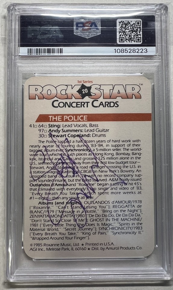 Stewart Copeland The Police Ghost In The Machine Signed Autograph PSA ...