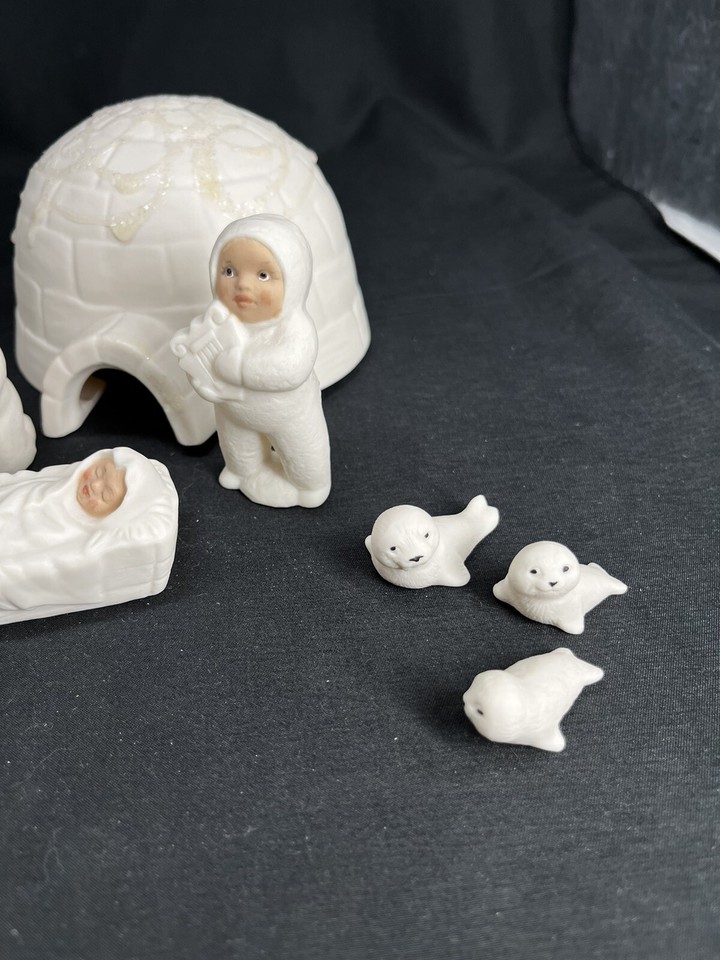 Vintage Ceramic Igloo nativity Winter Holiday Alberta's Mold Christmas ...