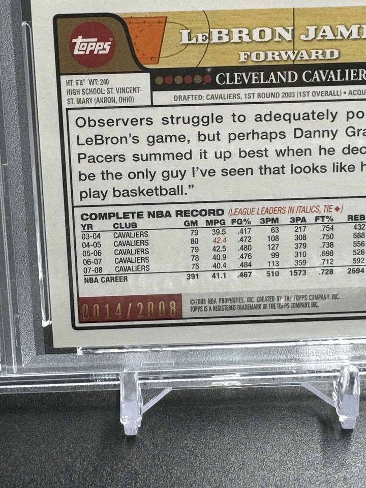 2008-09 Topps - Gold Border #23 LeBron James /2008 Psa 7 🔥 Pop 36 | eBay