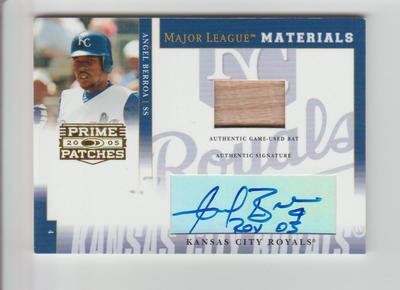 Angel Berroa AUTOGRAPHED 2005 Prime Patches Major League Materials Bat ...