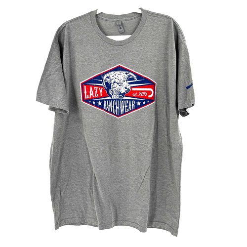 NEW Lazy J Ranch Wear Diamond Hereford T-Shirt Men's XL Gray Landman ...