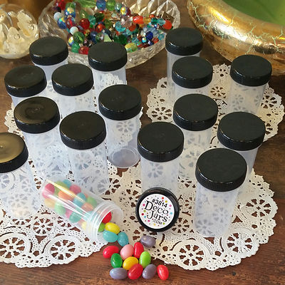 18 Plastic Tube JAR RX Container Black Screw Cap Pill Candy Bottle 3814 ...