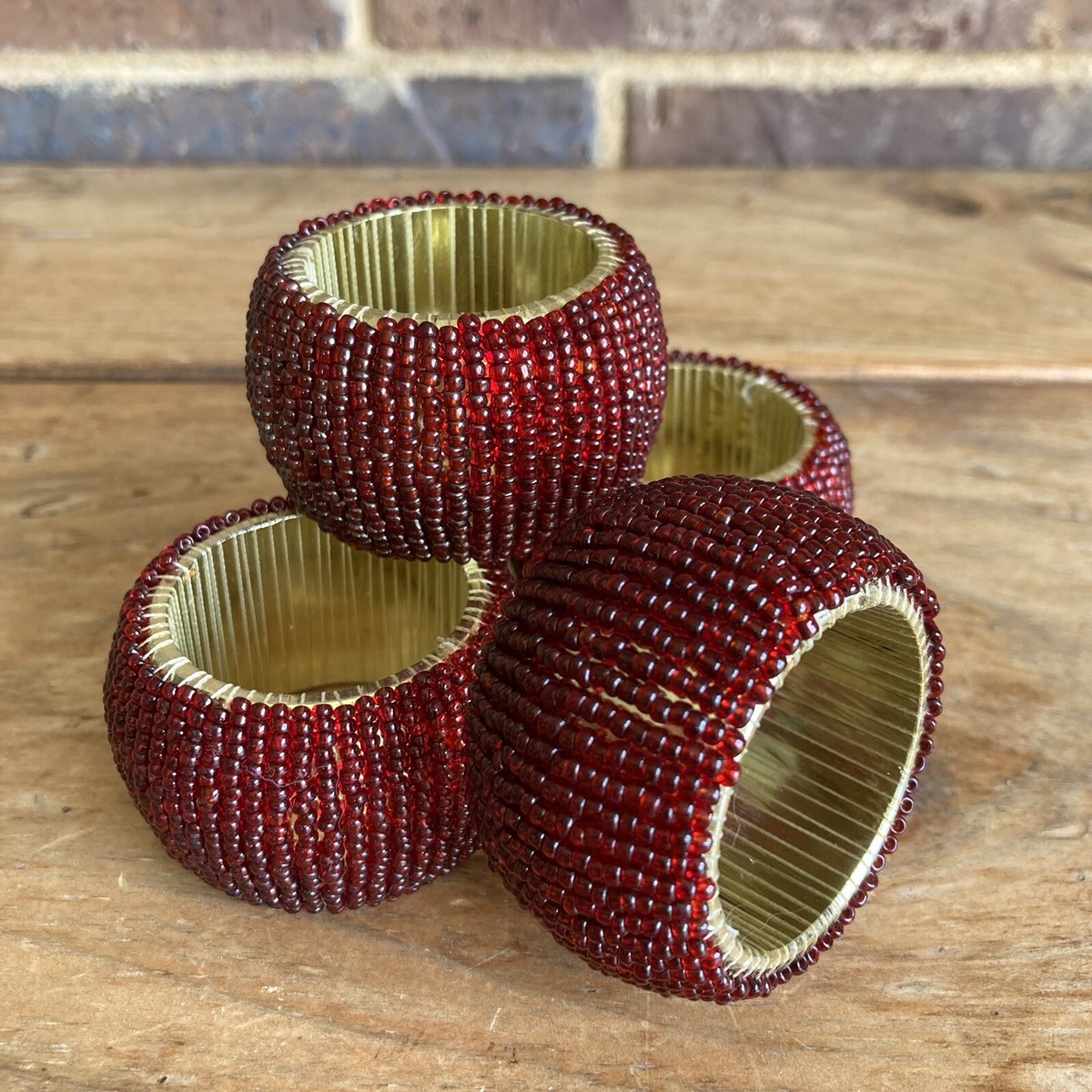 Red Beaded Napkin Rings