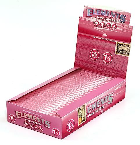 Elements Pink Rolling Paper 1 1/4 Ultra Thin 1.25 Cigarette Papers (Box ...