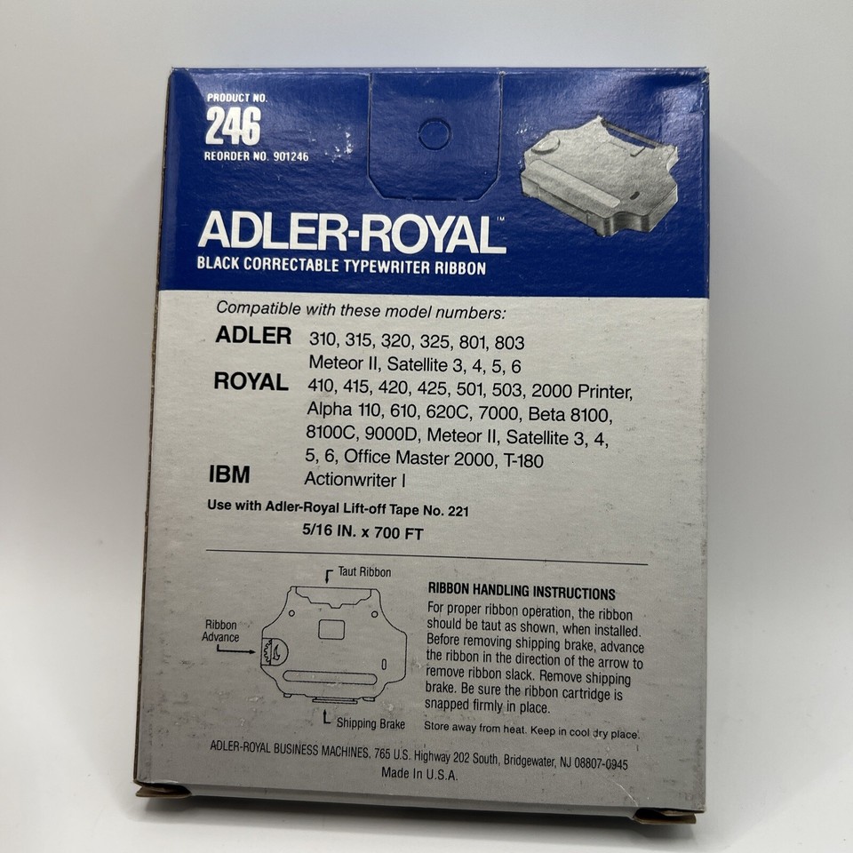 Adler Royal IBM Black Correctable Typewriter Ribbon 246 Electronic 310/ ...