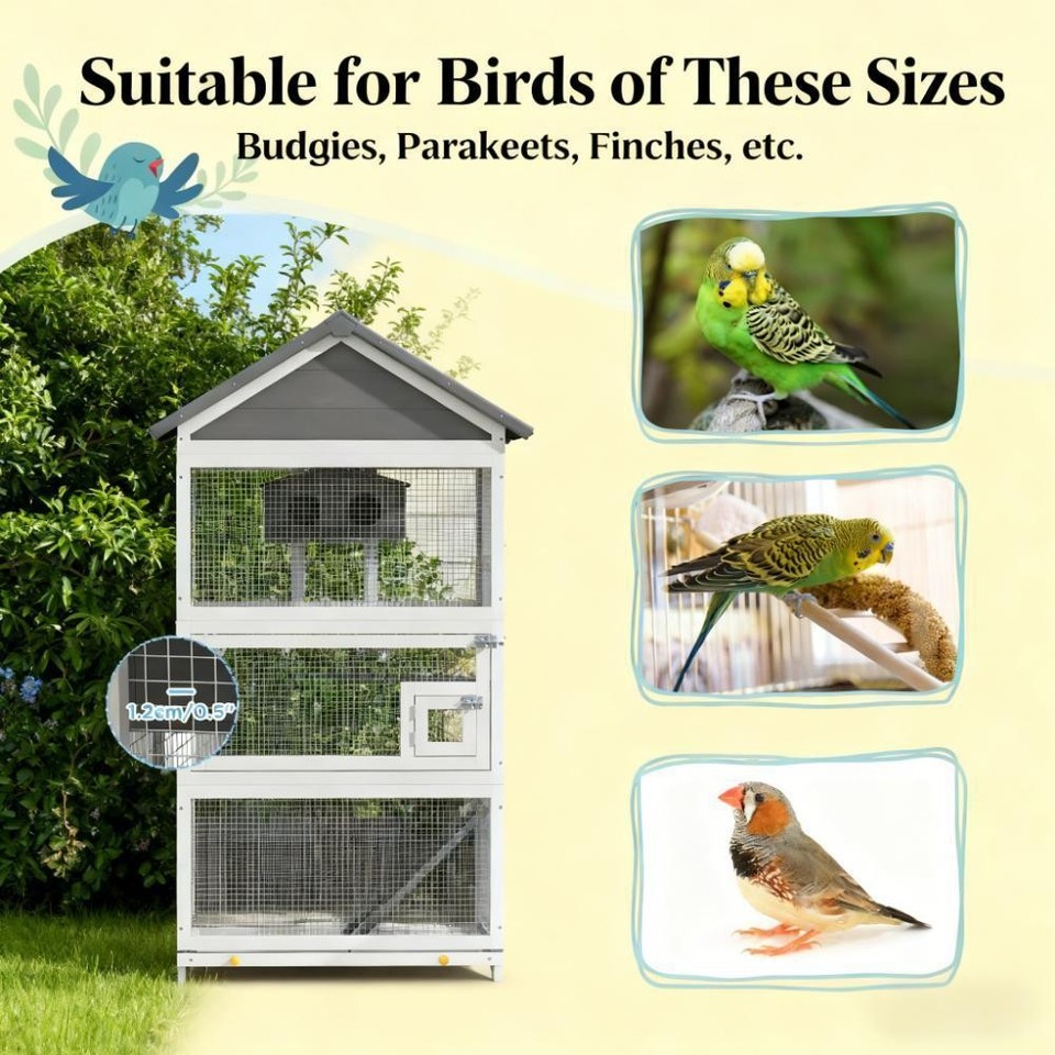 Large Outdoor Bird Aviary Cage w/ Perches, Ladder & Slide-Out Tray | eBay
