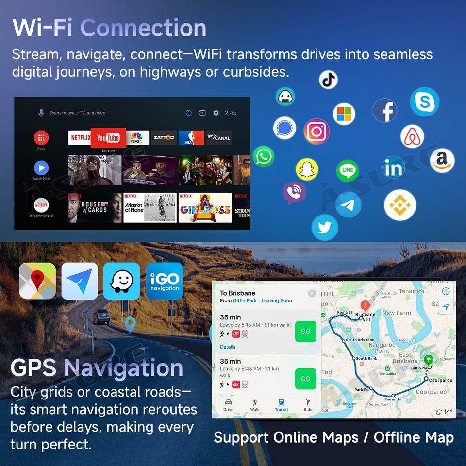 2+64GB For Toyota Corolla 2017-2019 Android 15 Carplay Stereo Radio GPS ...