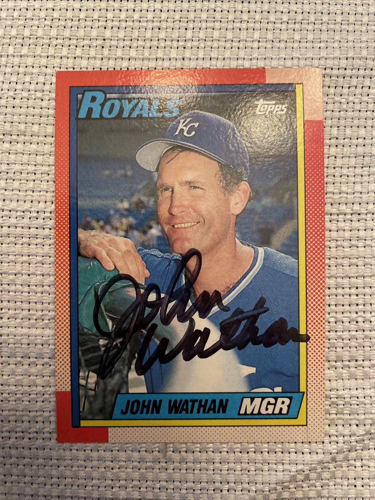 JOHN WATHAN 1990 TOPPS AUTOGRAPHED SIGNED AUTO BASEBALL CARD 789 ROYALS ...