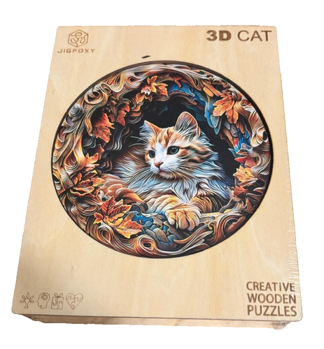 3D Visual Cat Kitten Wooden Jigsaw Puzzle Animal Shape Wood Cut Puzzle ...