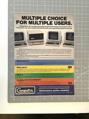 Vintage CompuPro Systems 1982 Print Ad | eBay