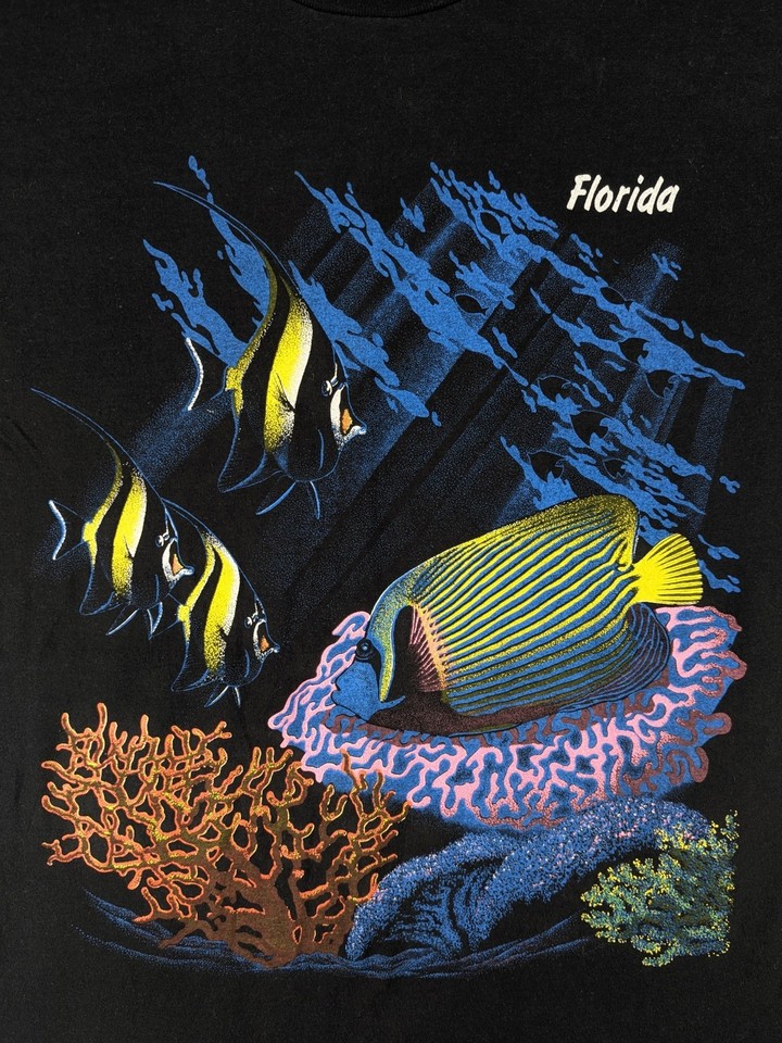 SHERRY'S BEST Vtg 80s 90s Florida Tropical Fish Graphic T-SHIRT Men's S ...