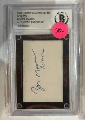 2017 Historic Autographs Scripts Roger Mason Authentic Autograph Card ...