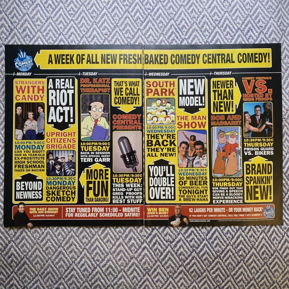 1999 Comedy Central Shows PRINT AD South Park Dr Katz Man Show VS Daily ...