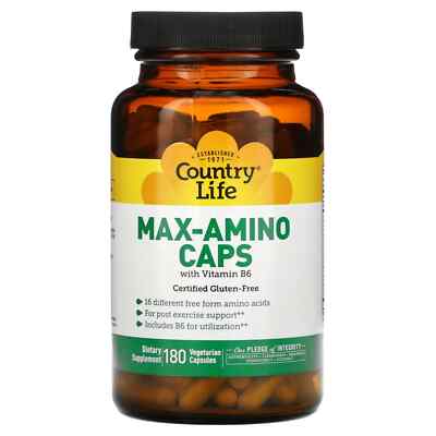 2 X Country Life, Max-Amino Caps with Vitamin B-6, 180 Vegetarian ...