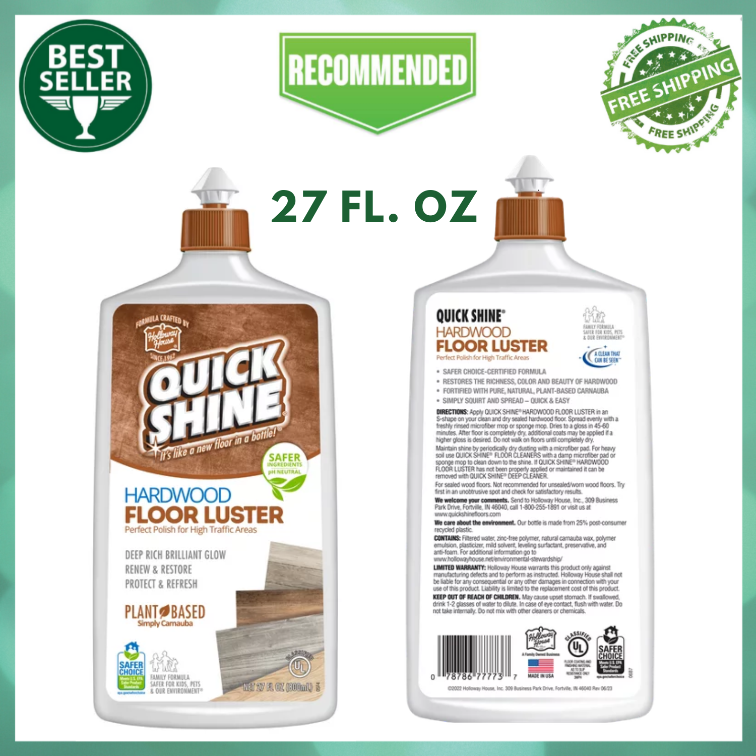 27 fl oz. High Traffic Hardwood Floor Luster Cleaner & Polish, Ammonia ...