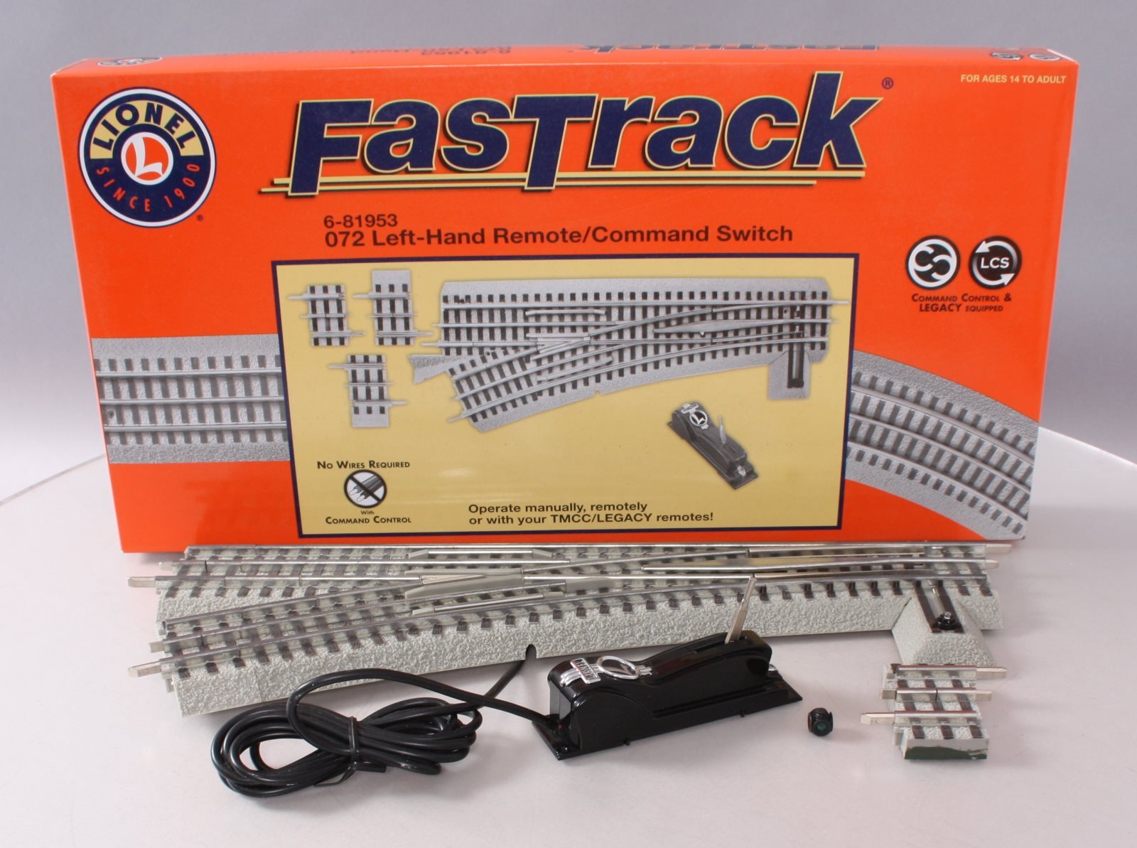 Lionel 6-81954 O Gauge FasTrack O72 Remote Command LH Switch Track for ...