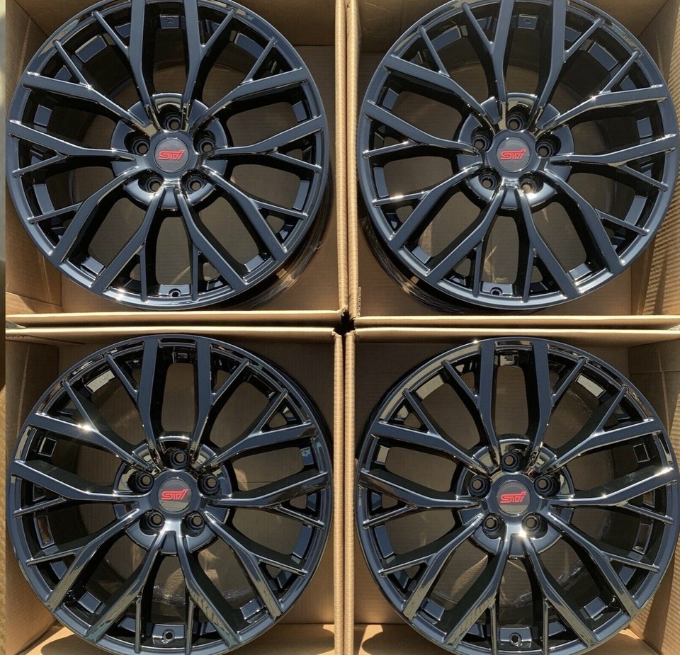 19" Subaru STi STI WRX Gloss Black Wheels Rims Rines Stock Factory OEM ...