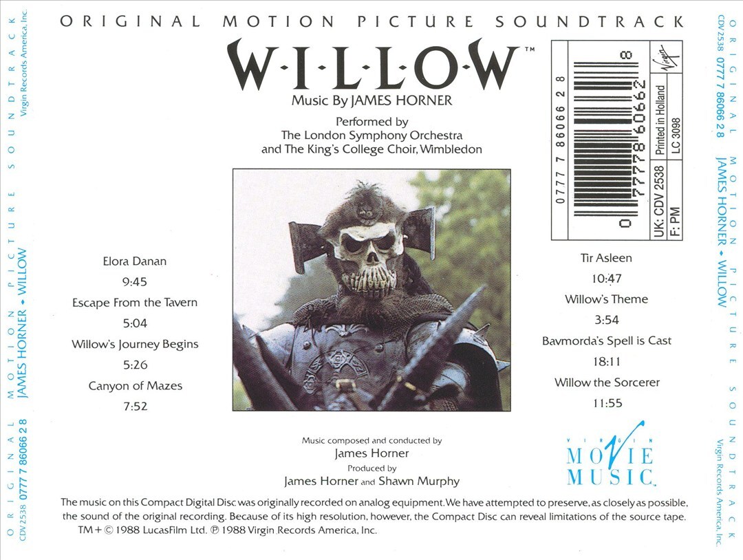 JAMES HORNER - WILLOW [ORIGINAL MOTION PICTURE SOUNDTRACK] NEW CD ...