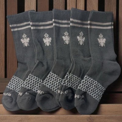 5 Pairs Bombas Unisex Black Crew Socks, Small | eBay