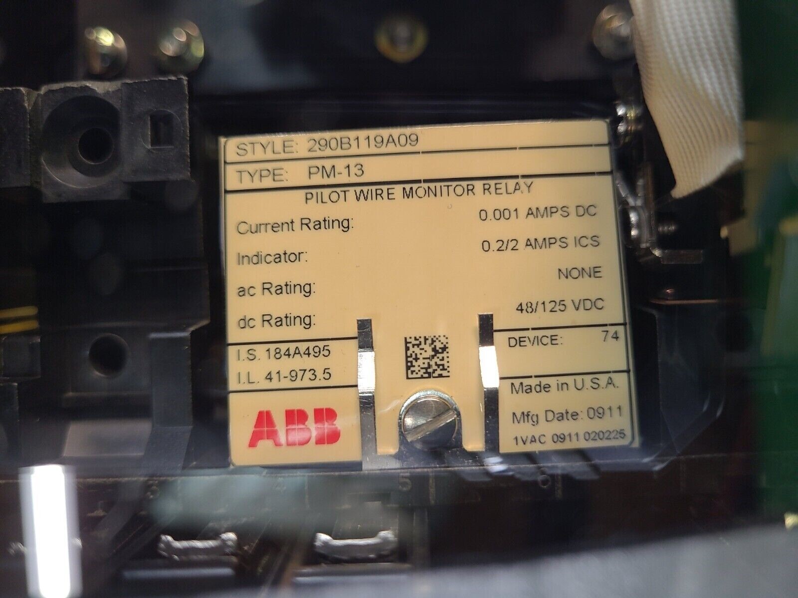 0032094919-290B119A09-PILOT WIRE RELAY PM-13-125VDC COIL-2 TERM FT-32 ...