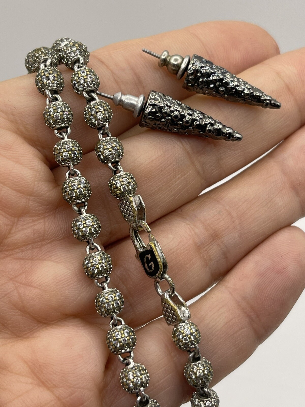 Necklace By G Spiky Pointed Earrings Textured Unique … - Gem