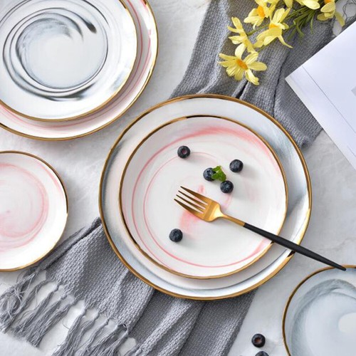 10 Inch Dish Plate Pink Plates Dessert White Serving Platters Household ...