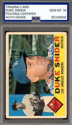 Duke Snider Gem Mint 10 PSA DNA Signed 1960 Topps Autograph | eBay